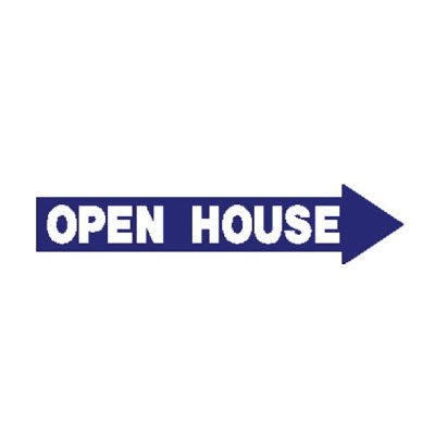 Blue Open House Arrow -- LRCORR – National Stock Sign