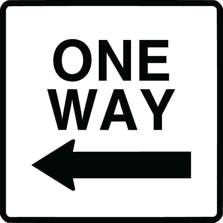 One Way Left/ White-- ROAD – National Stock Sign