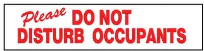 Please Do Not Disturb Occupants-- MR – National Stock Sign
