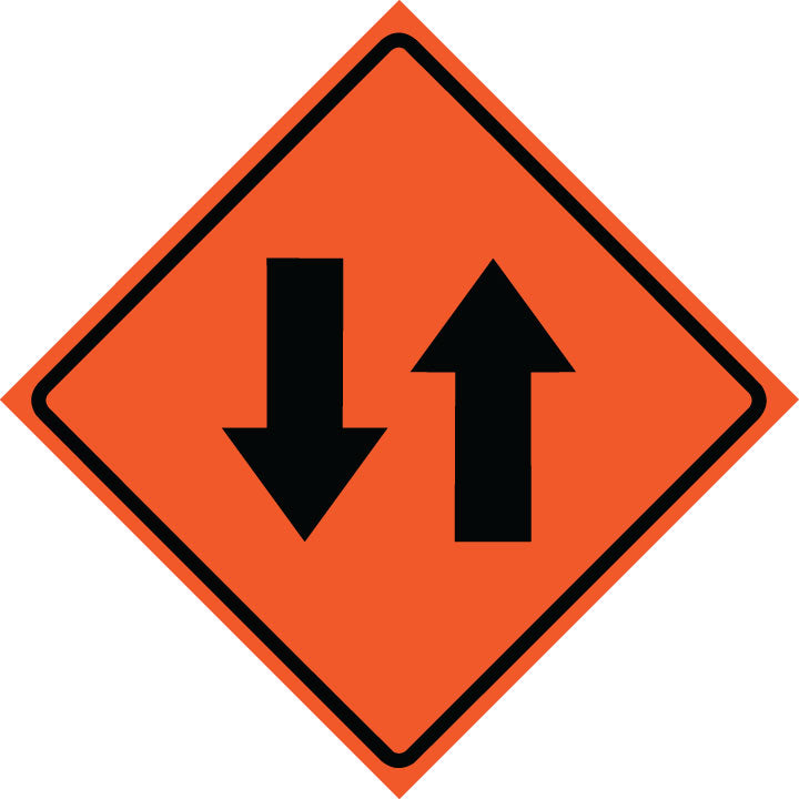 Two Way Traffic Symbol/Orange-- ROAD – National Stock Sign
