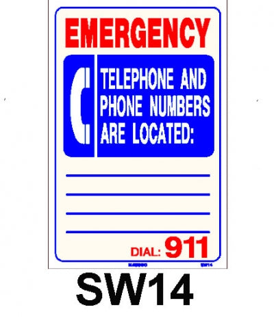 SW-14 Emergency Phone Location-- SW12X18 – National Stock Sign