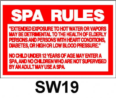 SW19 Spa Rules-- SW12X18 – National Stock Sign